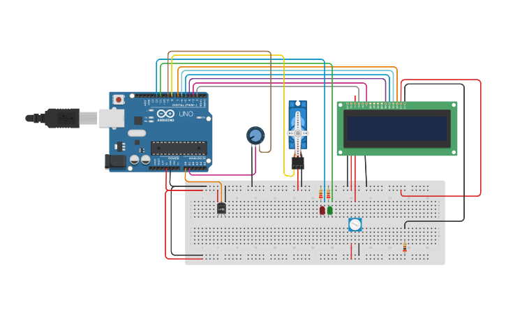 Circuit design Smart Irrigation system - Tinkercad
