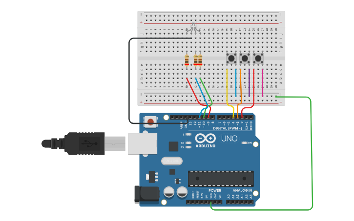 Circuit design LED RGB switch - Tinkercad
