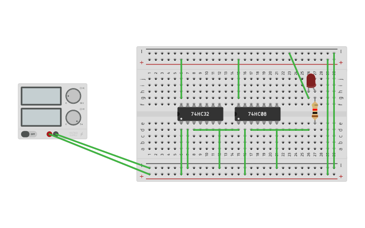 Circuit design (a + b)c - Tinkercad
