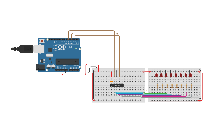 Circuit design Shift-Register | Tinkercad