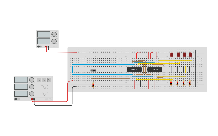 Circuit design Serial in parallel out - Tinkercad