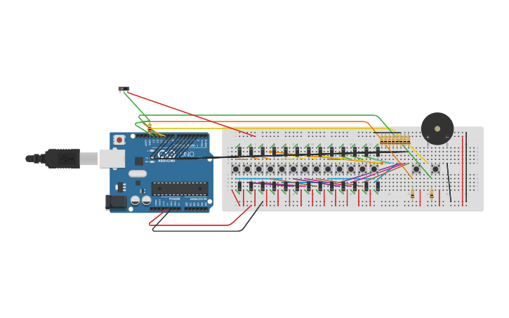 Circuit design Piano Keyboard with Octave Shift | Tinkercad