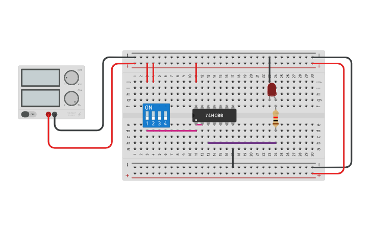 Circuit design NOT GATE USING NAND GATE - Tinkercad