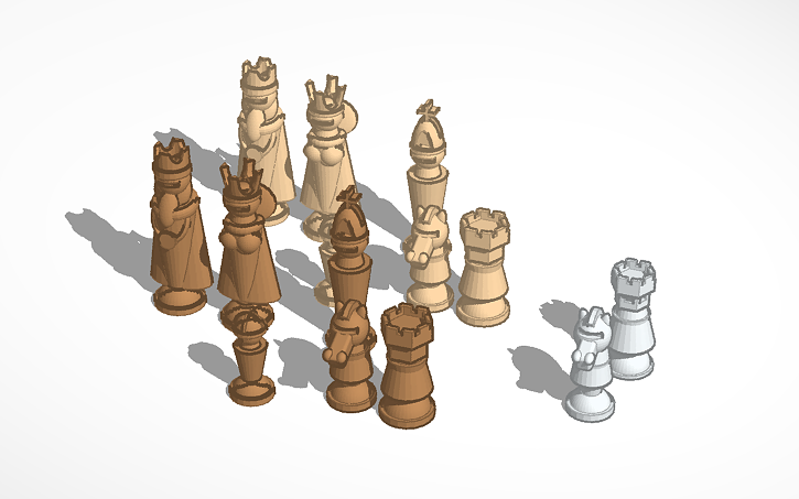 3D design Custom Chess Pieces - Tinkercad
