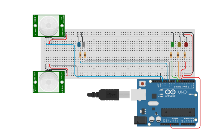 Circuit design Parqueadero_99Cupos | Tinkercad