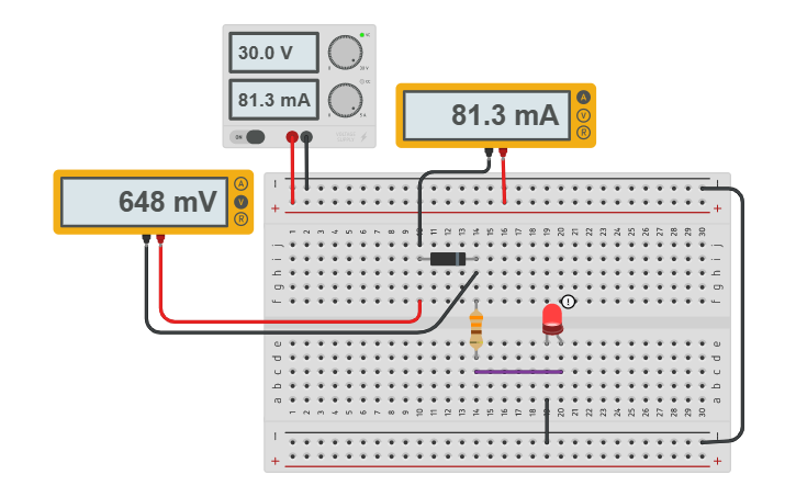 Circuit design EDA P1EX1 - Diode VI | Tinkercad