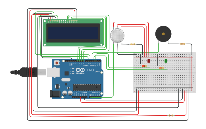 Circuit design Project Poison gas Detector | Tinkercad