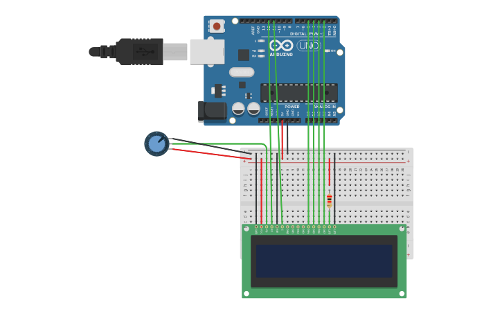 Circuit design Display LCD | Tinkercad