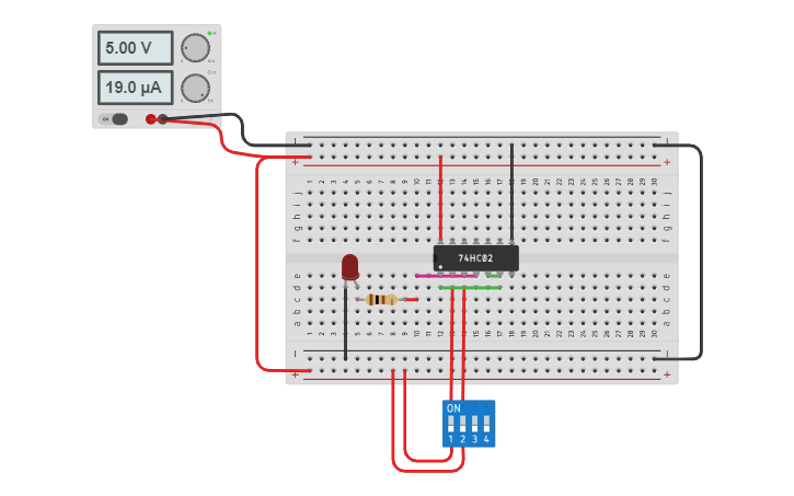 Circuit design or gate using nor gate - Tinkercad