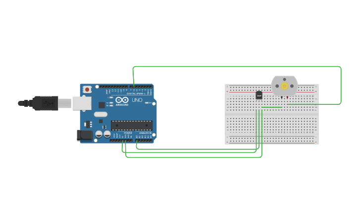 Circuit Design Temperature Controlled Fan Tinkercad