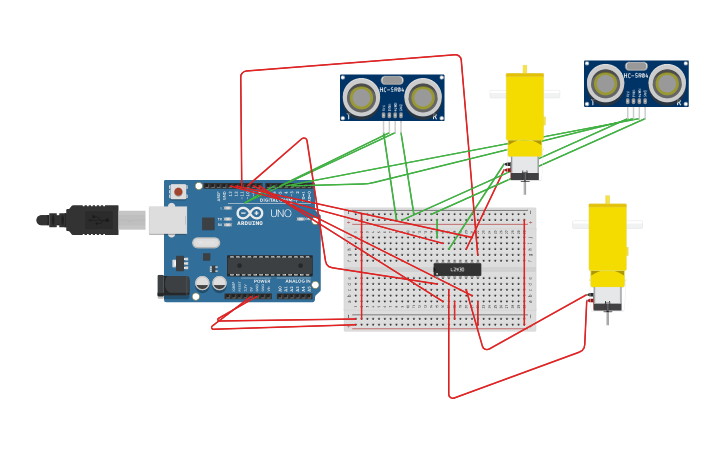 Circuit Design Arduino Ultrasonic Sensor Tinkercad