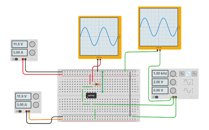 Circuit design 741 Op-amp - Tinkercad