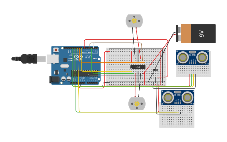 Circuit design Human Following Robot - Tinkercad