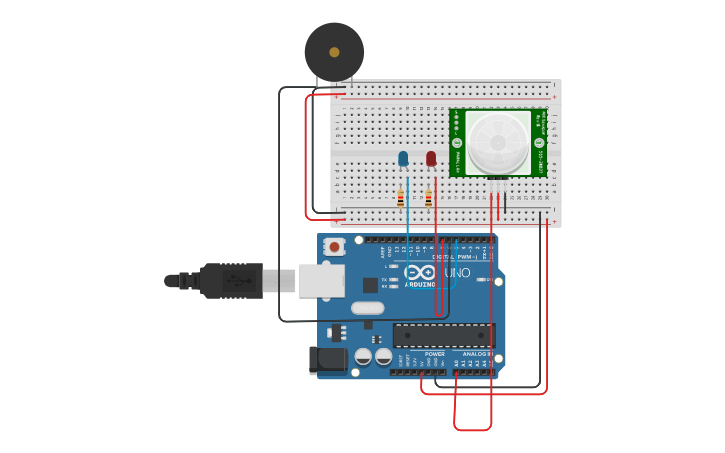 Circuit design Alarma antirobo - Tinkercad