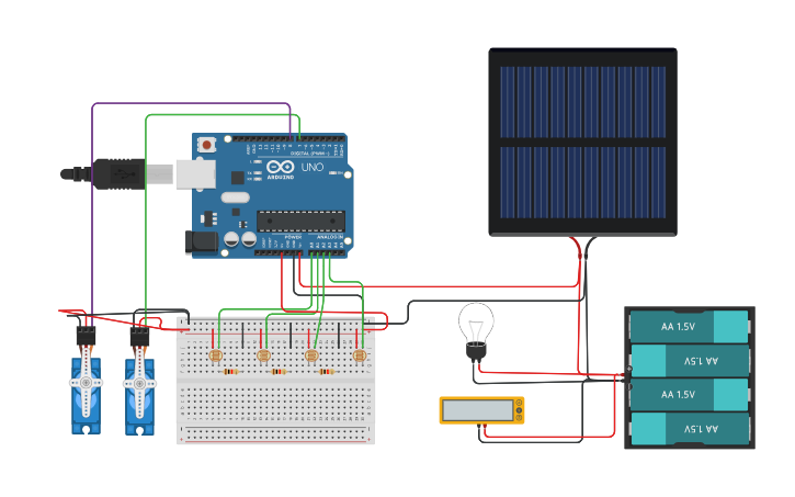 Circuit design Solar Tracking System - Tinkercad
