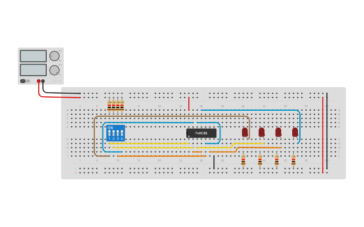 Circuit design Binary to Gray Code Converter - Tinkercad