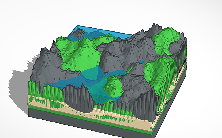 3D design ROCK HILLS {center of sea} - Tinkercad
