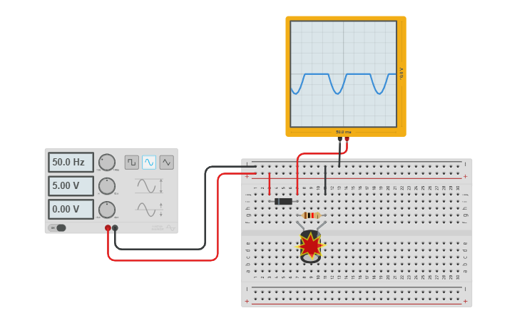Circuit design RANGKAIAN DIODA SEMIKONDUKTOR DAN CATU DAYA - Tinkercad