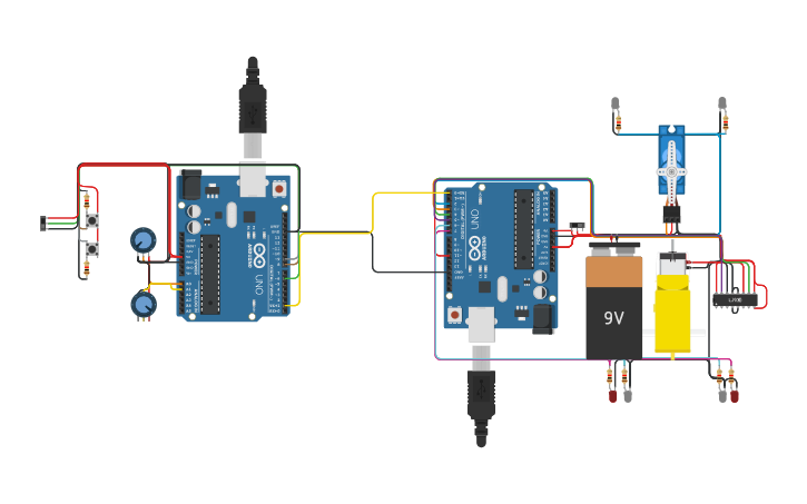 Circuit design Carro com fio SOS - Tinkercad