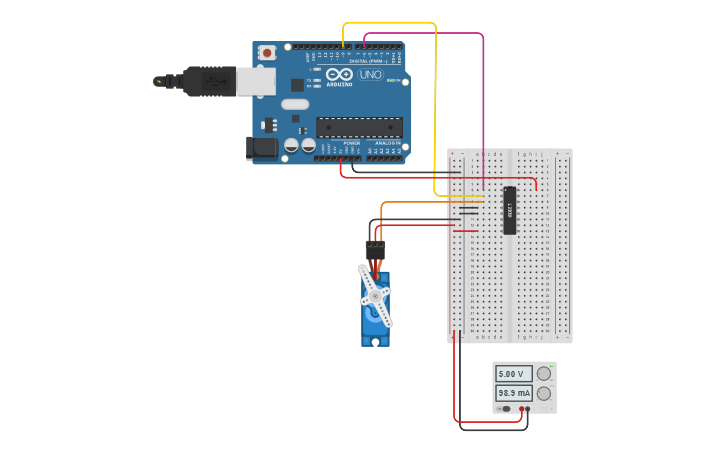 Circuit design Servo Motor with L293D Arduino - Tinkercad