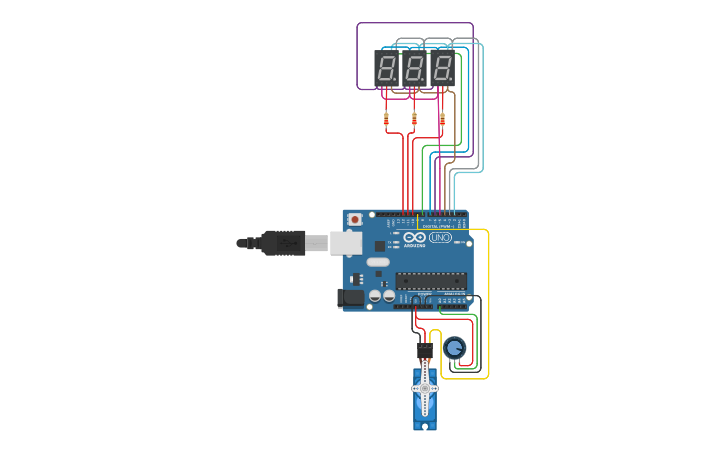 Circuit design 3-digit display - Tinkercad