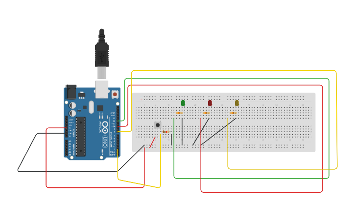 Circuit design Lampeggio 3 LED - Tinkercad Circuit design Lampeggio 3 LED - Tinkercad