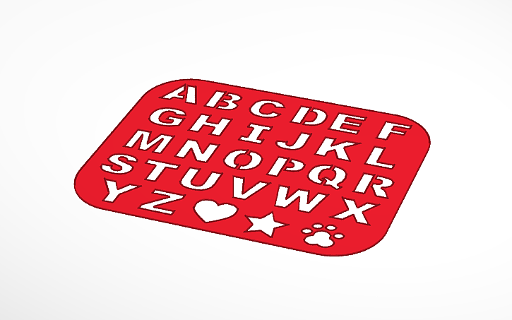 3D design Alphabet Stencil - Tinkercad