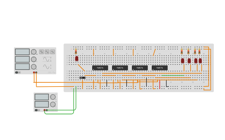 Circuit design left shift register - Tinkercad