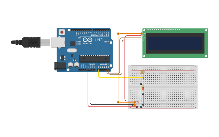 Circuit design Fotoresistencia - LCD - Tinkercad