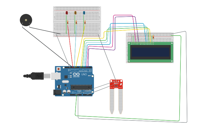 Circuit design Soil Moisture Sensor - Tinkercad