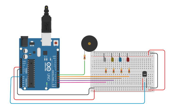 Circuit design tmp control tmp36 | Tinkercad