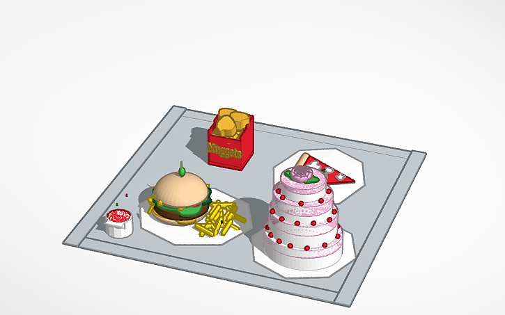 3D design squisits foods🍕🍔🍟🍰🌭 - Tinkercad