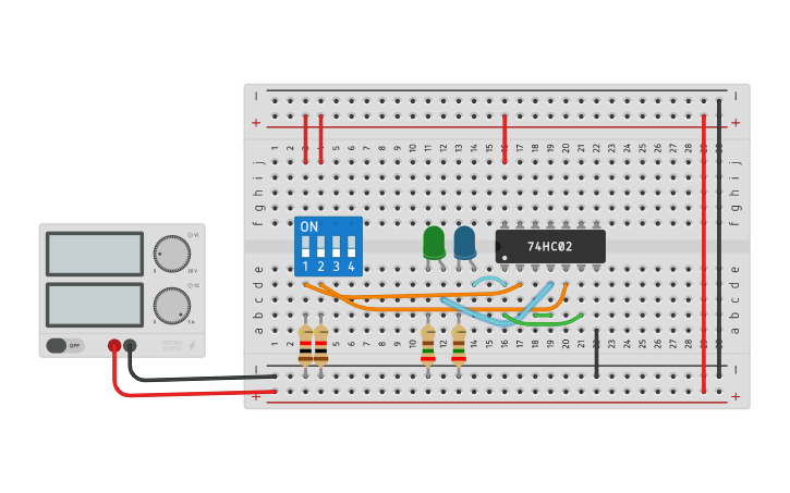 Circuit design SR-Vippa (NOR-port) | Tinkercad
