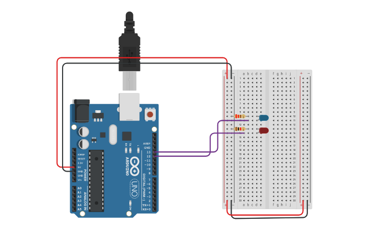 Circuit design BLINKING LED - Tinkercad
