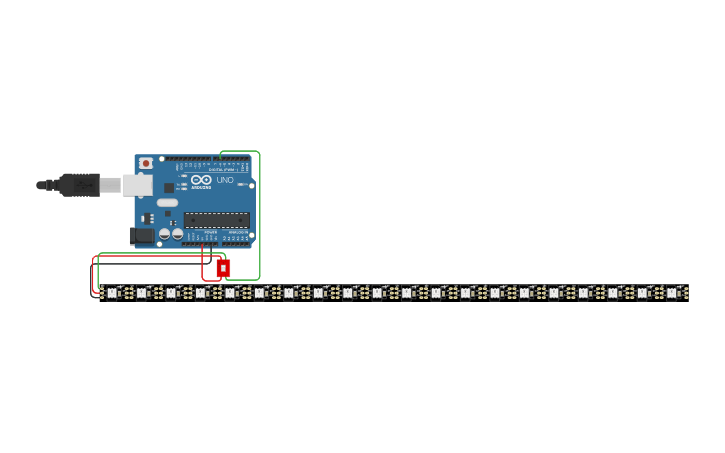 Circuit design LED strip - Tinkercad