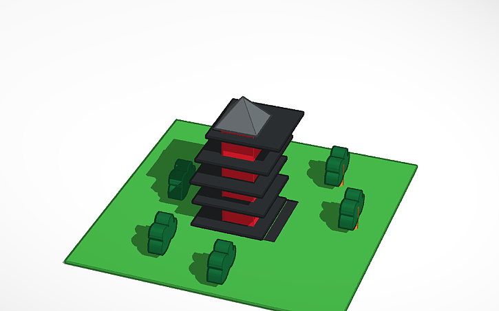 3D design ancient Chinese temple - Tinkercad