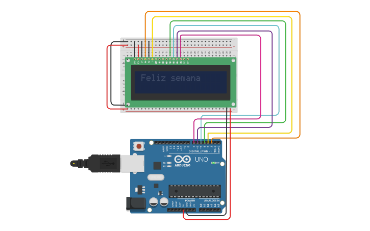 Circuit design Práctica de pantalla LCD - Tinkercad