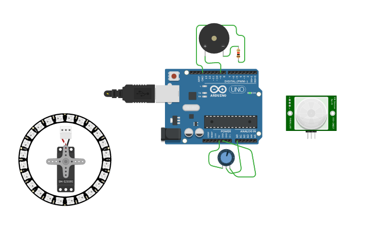 Circuit design POT BUZZER | Tinkercad
