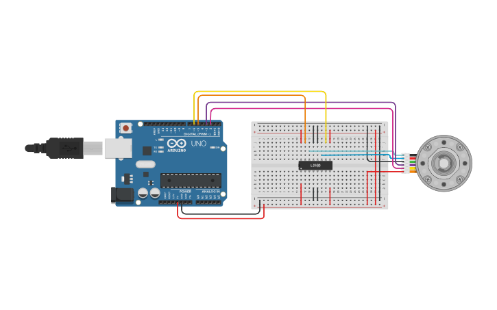 Circuit design encoder motor control - Tinkercad