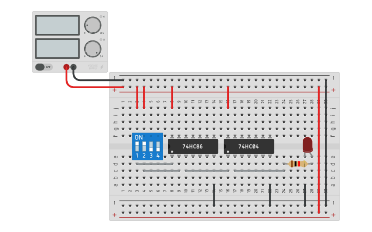 Circuit design Compuerta 74266 - Tinkercad
