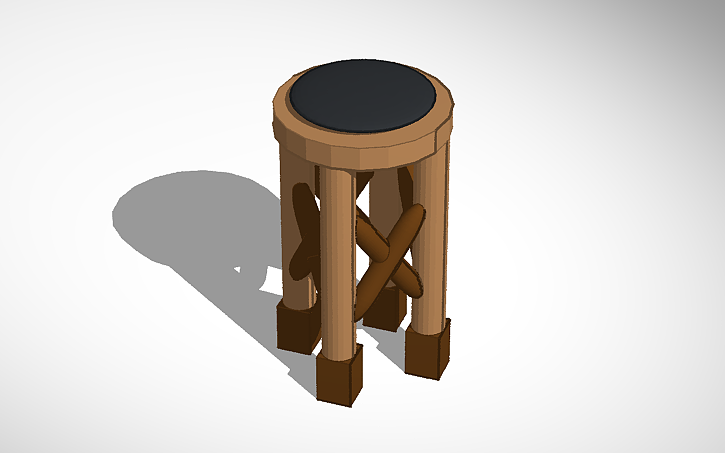 3D design wooden stool (w/cushion) | Tinkercad