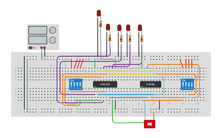 Circuit Design 4 Bit Binary Addersubtractor Tinkercad 