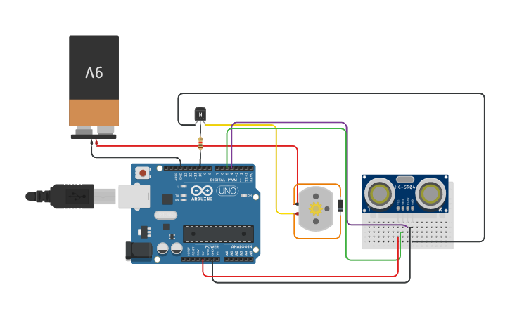 Circuit design automatic hand sanitizer dispenser - Tinkercad