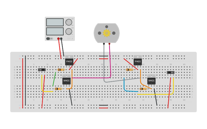 Circuit Design H Bridge Motor Driver Using Mosfet Transistor Tinkercad