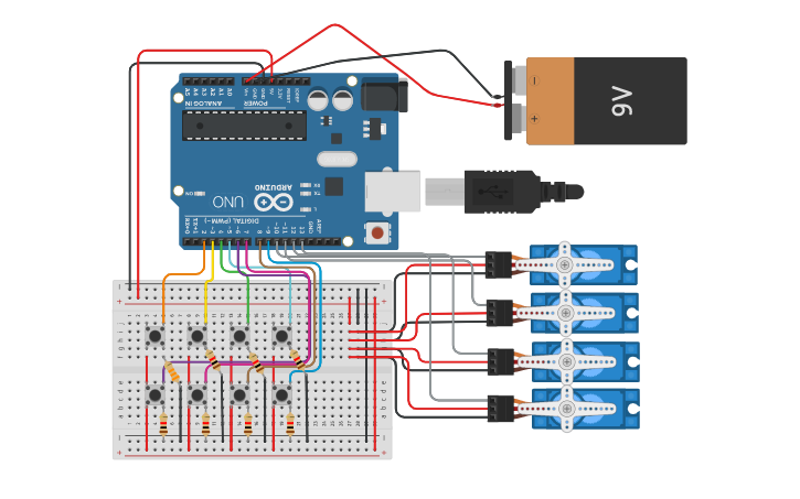 Circuit design ROBOTIC ARM - Tinkercad