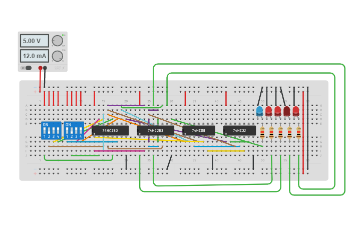 Circuit design BCD ADDER | Tinkercad