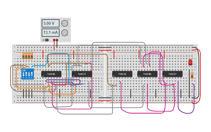 Circuit design Circuito 2 (FUNCIONES LÓGICAS Mapa Karnaugh) - Tinkercad