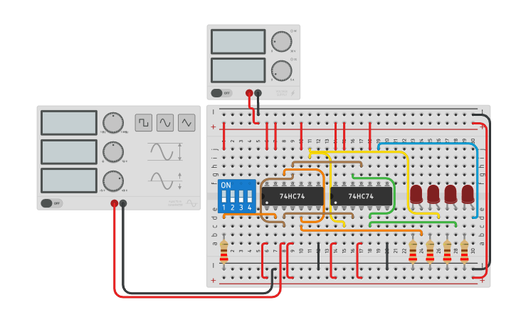 Circuit design SIPO - Tinkercad
