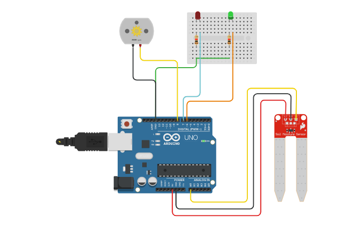 Circuit Design Automatic Irrigation System Tinkercad