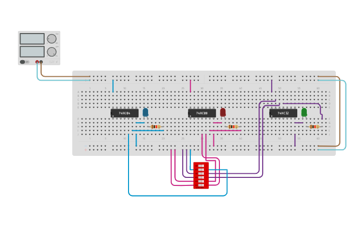 Circuit design OR, AND, NOT GATE - Tinkercad